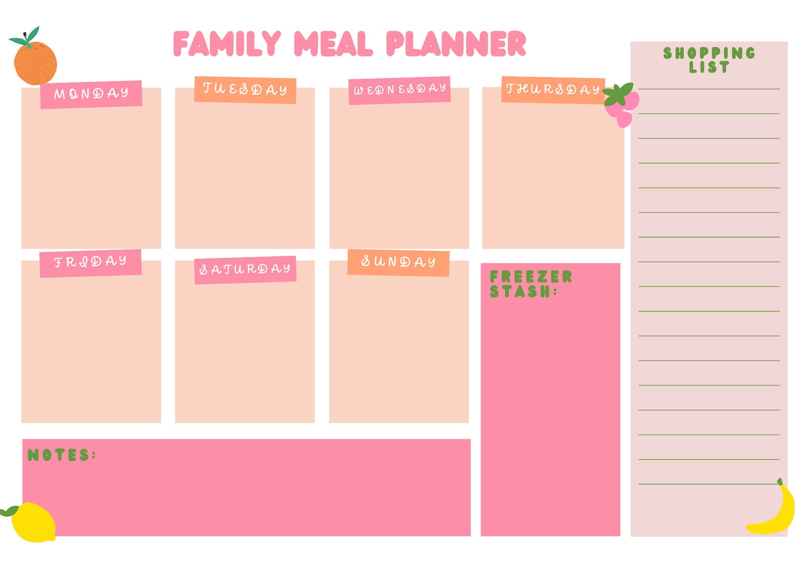 Family Meal Planner Printable Weekly Meal Planning Template Digital ...