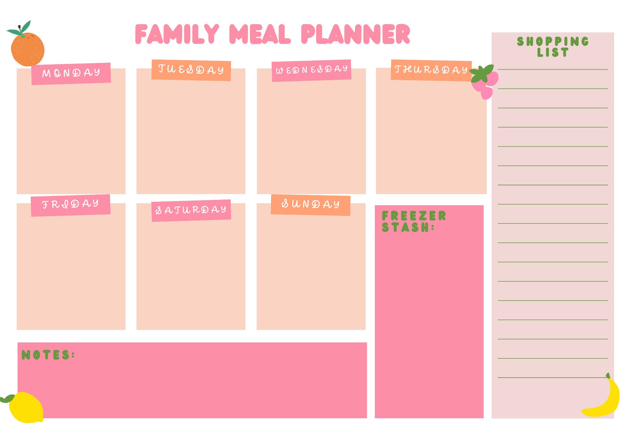 Family Meal Planner Printable Weekly Meal Planning Template Digital ...