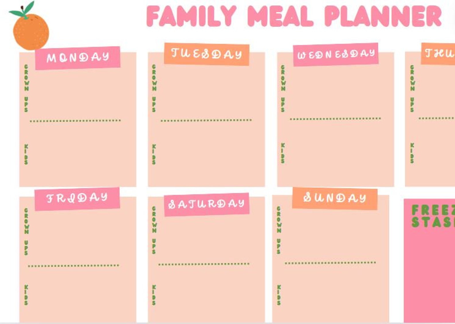 Family Meal Planner Printable Weekly Meal Planning Template Digital ...