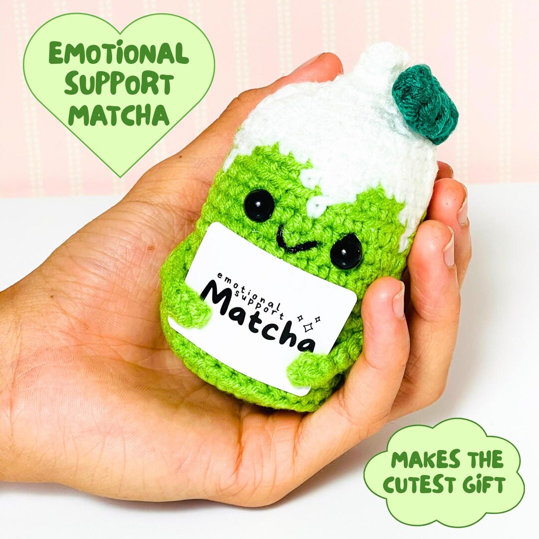 Emotional Support Matcha Crochet Plushie for Gift for Friend Kawaii ...