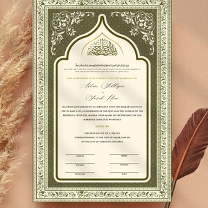 Nikkah Certificate | Islamic Marriage Contract Nikkahnama | Katb Kitab ...