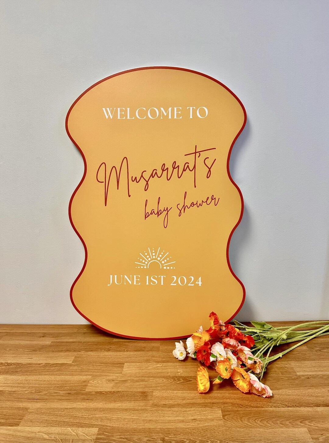 Baby Shower Welcome Sign | Sunshine Sun Theme Abstract Wavy Shape Foam ...