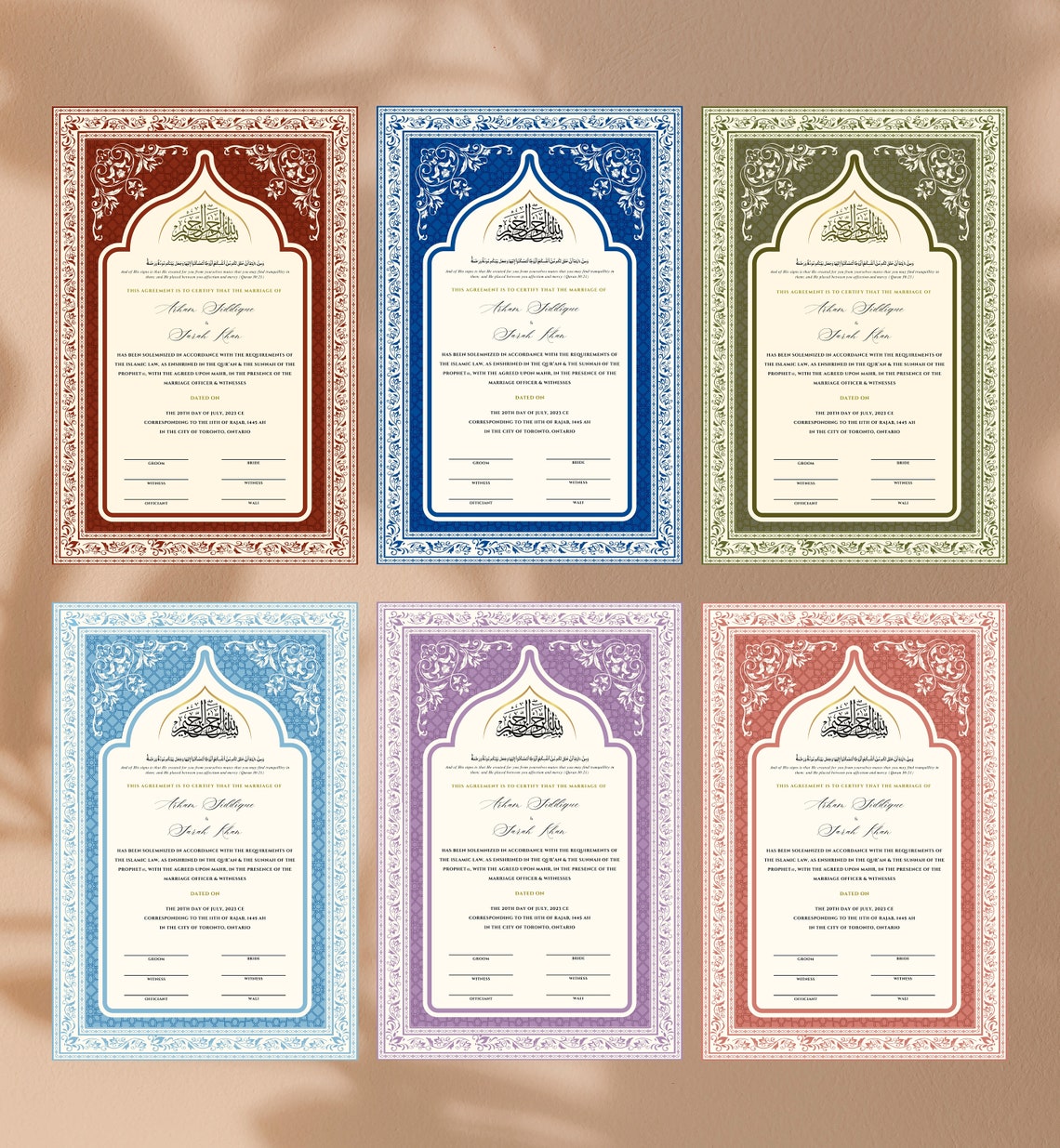 Nikkah Certificate | Islamic Marriage Contract Nikkahnama | Katb Kitab ...