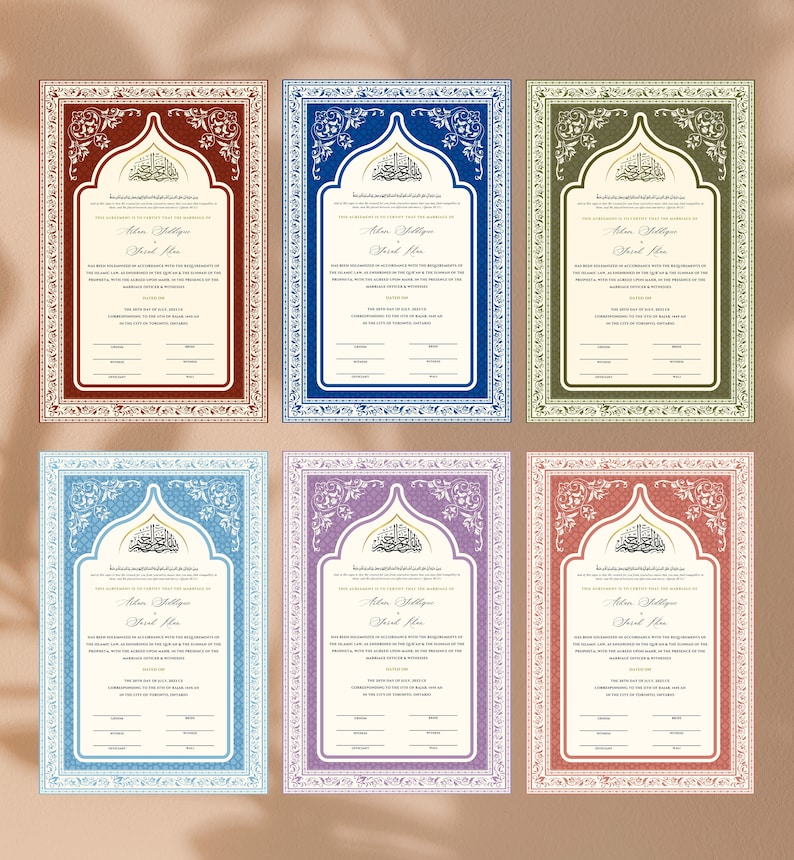 Nikkah Certificate | Islamic Marriage Contract Nikkahnama | Katb Kitab ...