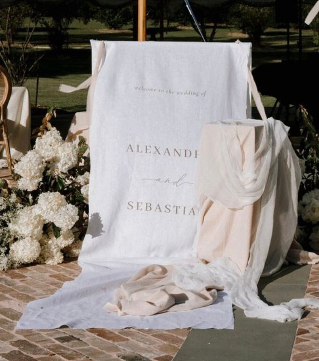 Linen Wedding Welcome Sign | Custom Fabric Wedding & Event Signage ...