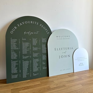 Welcome Sign, Seating Chart & Bar Menu Bundle Chic Minimal Arch Wedding ...
