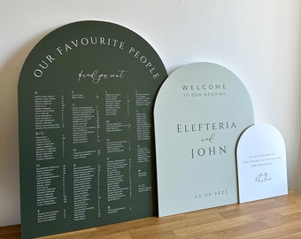 Wavy Welcome Sign, Seating Chart & Bar Menu Bundle Chic Minimal Arch ...