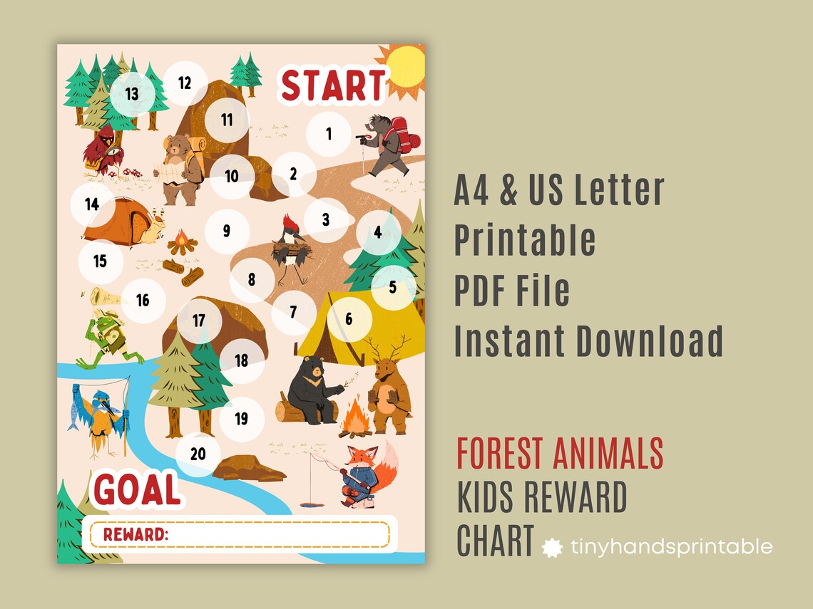Forest Animals Reward Chart, Kids Reward Chart, Kids Reward System ...