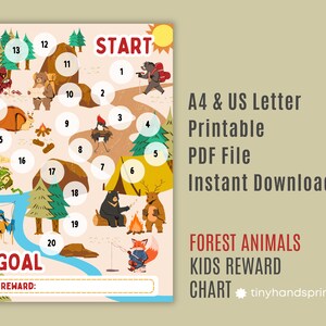 Forest Animals Reward Chart, Kids Reward Chart, Kids Reward System ...