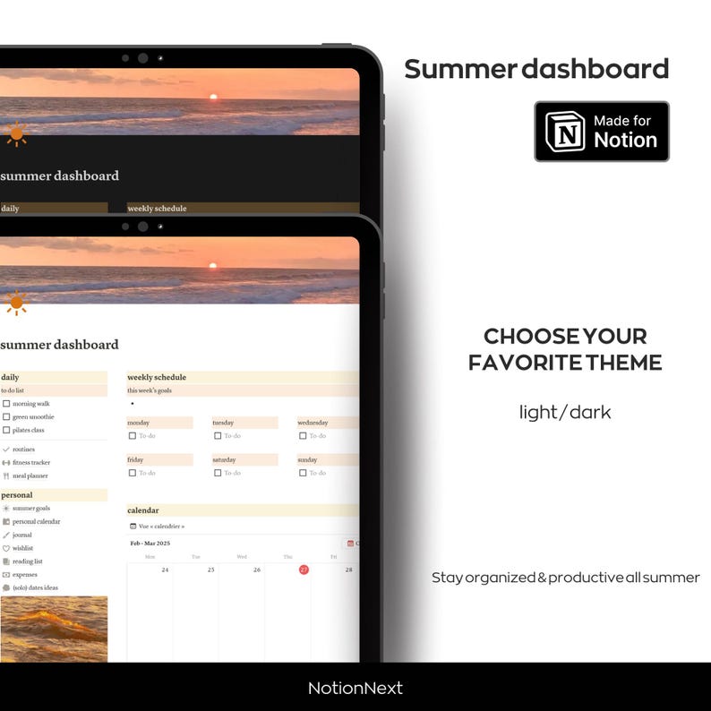 Summer Dashboard - Notion Template - Etsy
