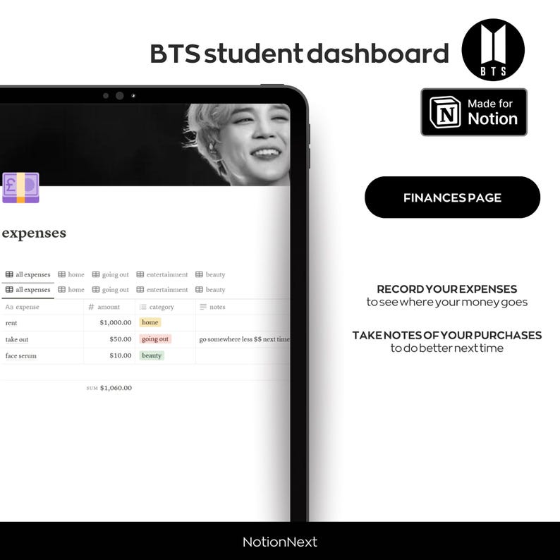 BTS Student Dashboard - Notion Template - Etsy