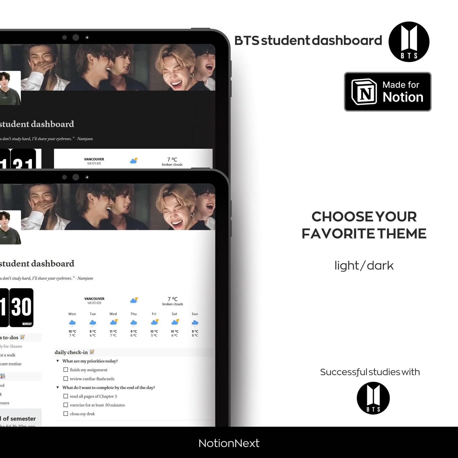 BTS Student Dashboard - Notion Template - Etsy