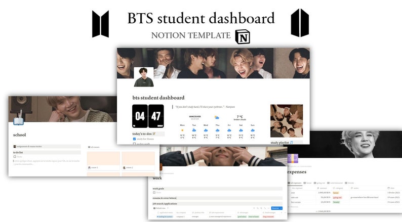 BTS Student Dashboard Notion Template - Etsy