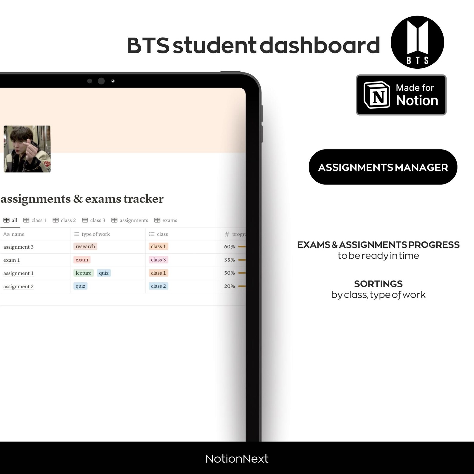 BTS Student Dashboard - Notion Template - Etsy