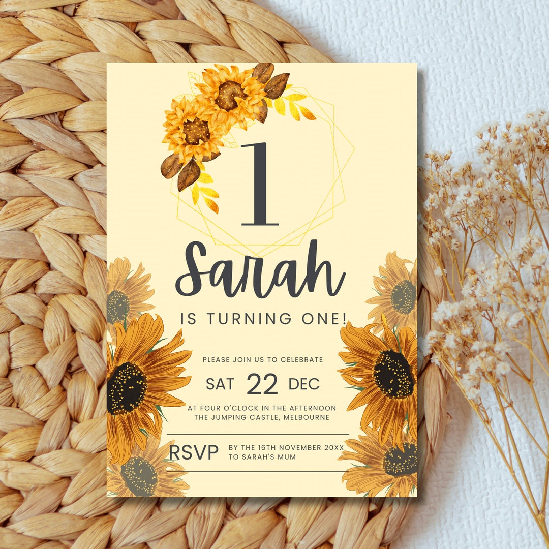 Sunflower EDITABLE Party Invitation - Etsy