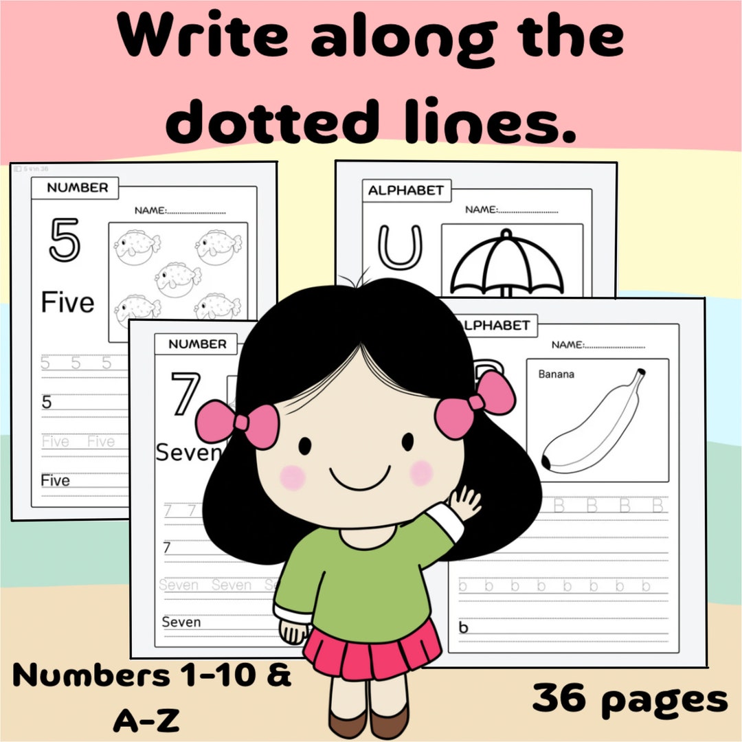 The Worksheet is Written on Dotted Lines, Numbers 1-10 and Letters A-Z ...