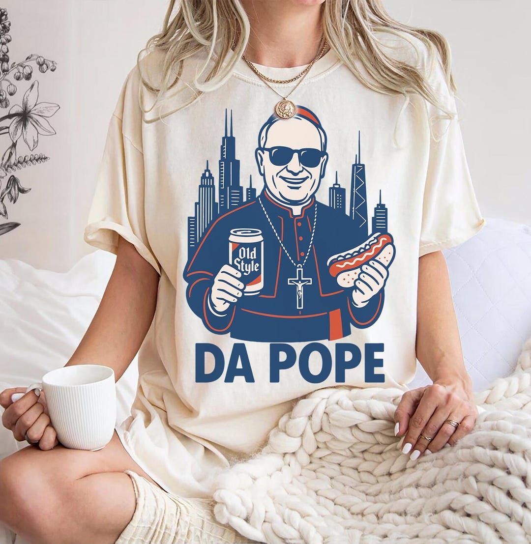 Da Pope Chicago Shirt, Funny Catholic Football Gameday Apparel, Old ...