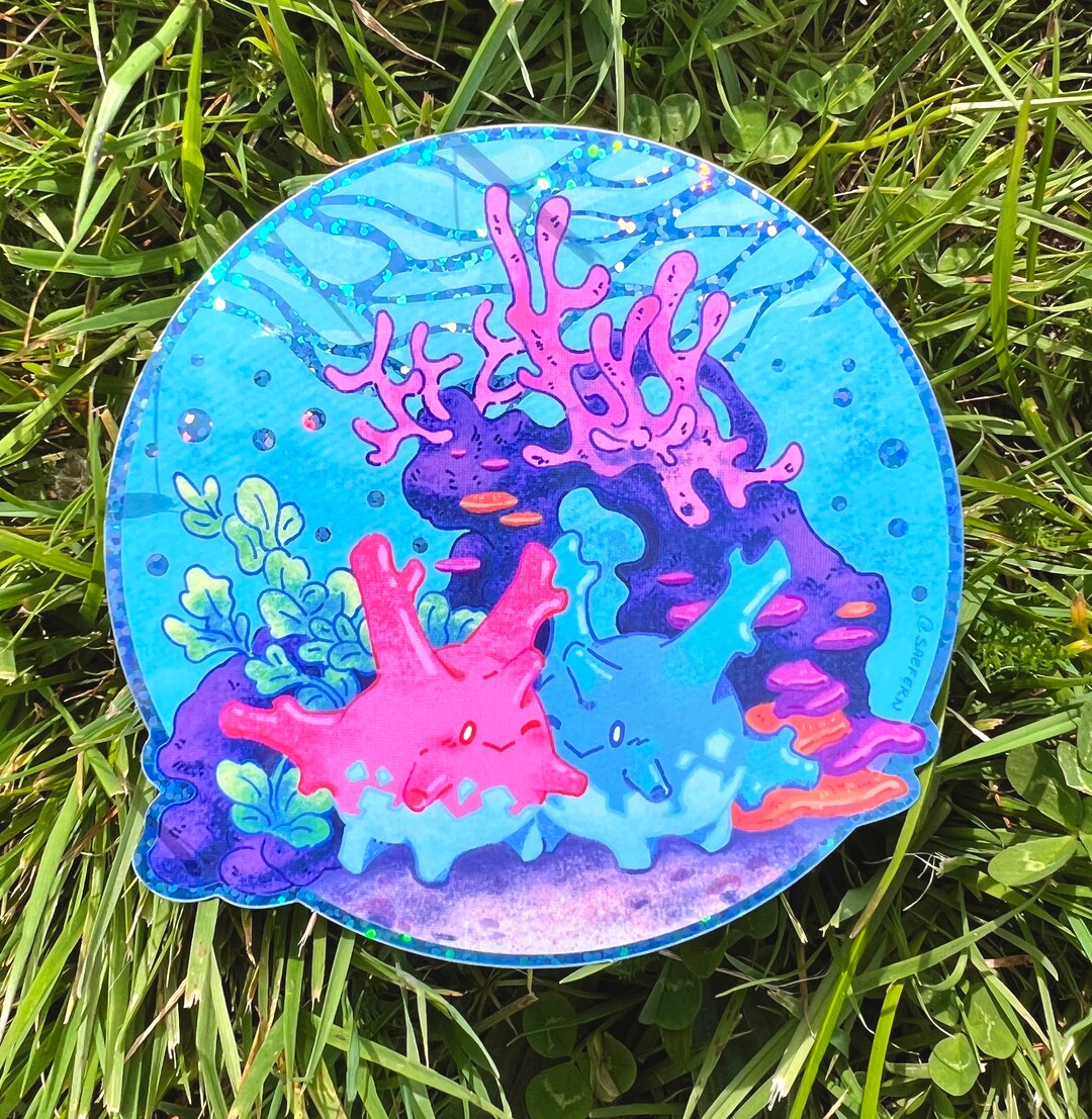 Corsola Couple Glitter Vinyl Sticker - Etsy