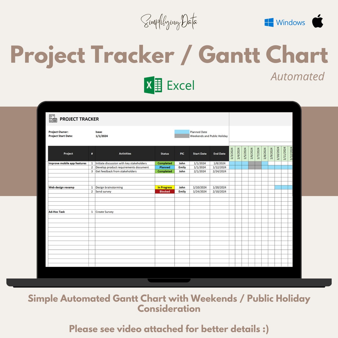 Project Tracker Timeline Management Template Simple Easy to Use Excel ...