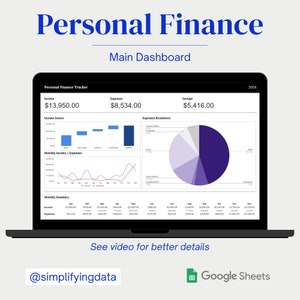 Personal Finance Dashboard Budget Tracker Google Sheet Interactive ...