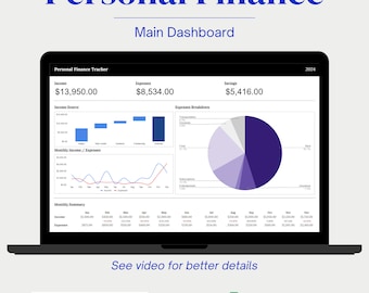 Personal Finance Dashboard Interactive Dashboard Simple and Super Easy ...