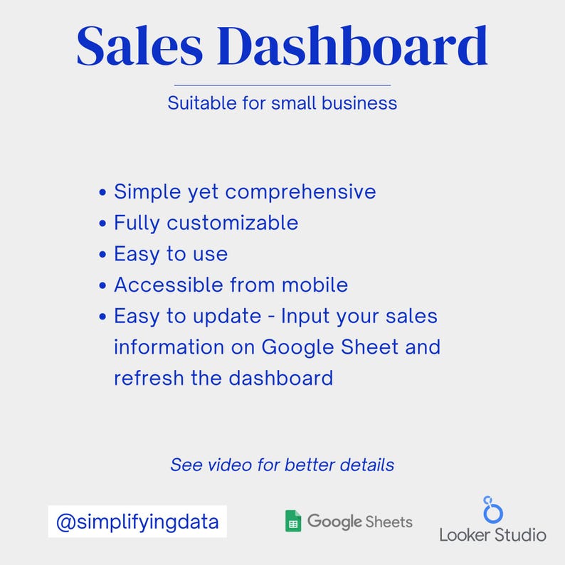 Sales Dashboard Small Business Dashboard Looker Studio Dashboard Sales ...