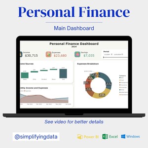 Personal Finance Dashboard Interactive Dashboard Simple and Super Easy ...