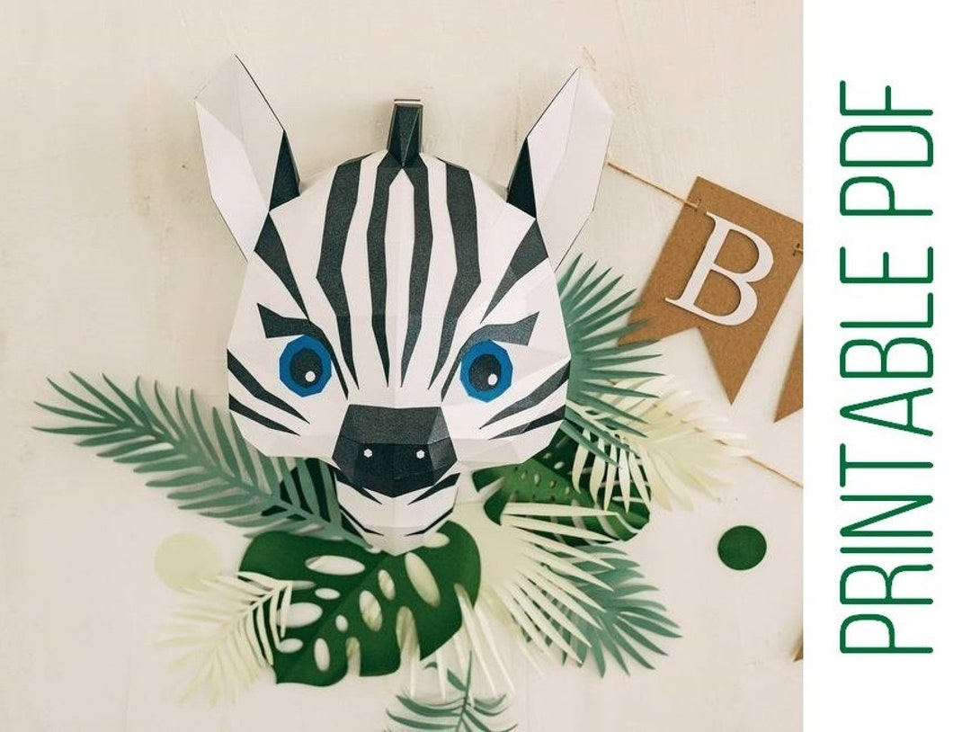 Cute Zebra Papercraft 3d Origami PDF Template - Etsy
