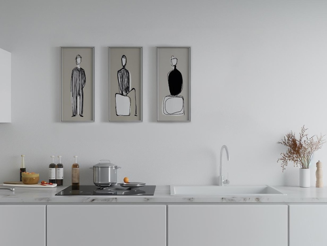 Abstract Figure Line Art Triptych, Geometric Shapes (digital Download ...