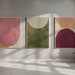 Set of 3, Mauve, Olive Green and Burgundy Color Palette, Abstract Art ...