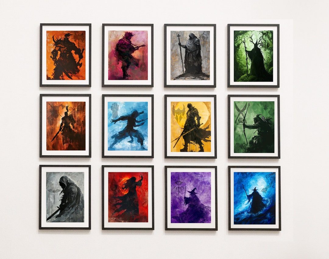DND Character Class Bundle, Nerdy Oil Painting Prints, Dungeons and ...