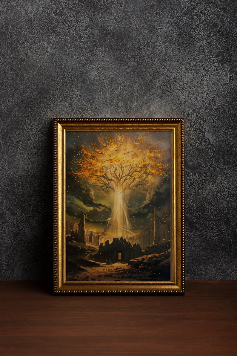 Elden Ring Wall Art, Dark Fantasy Painting Print, Erdtree Print, Geek ...