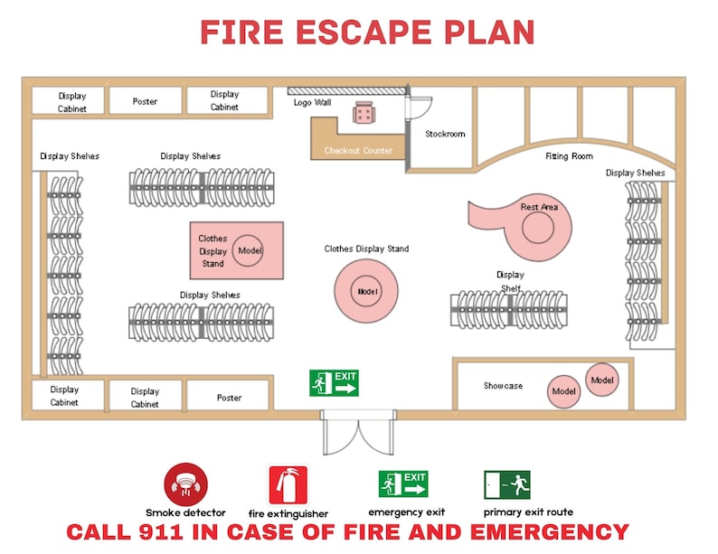 Customized Evacuation Diagram Emergency Fire Escape Plan Airbnb Signs ...