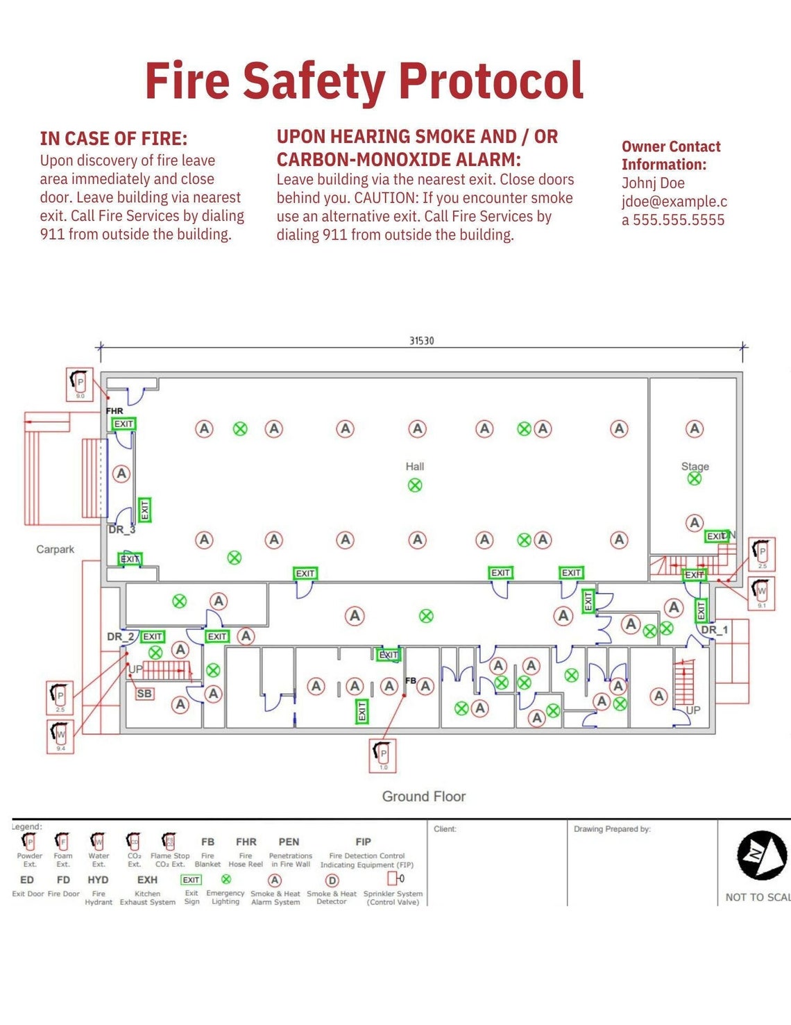 Fire Safety Protocol Plan - Emergency Exit Map | Fire Evacuation Plan ...