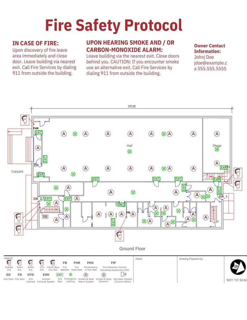 Fire Safety Protocol Plan - Emergency Exit Map | Fire Evacuation Plan ...