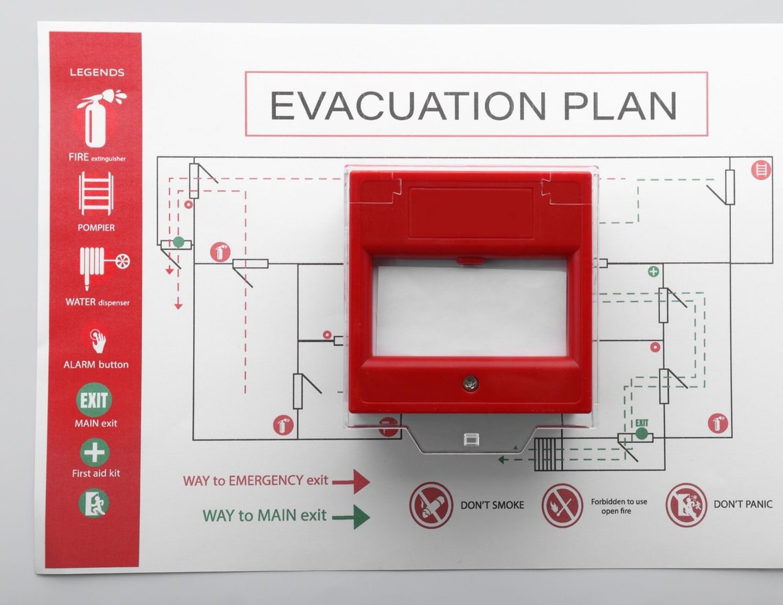 Evacuation Diagram Printable Fire Escape Plan Emergency Response Airbnb ...