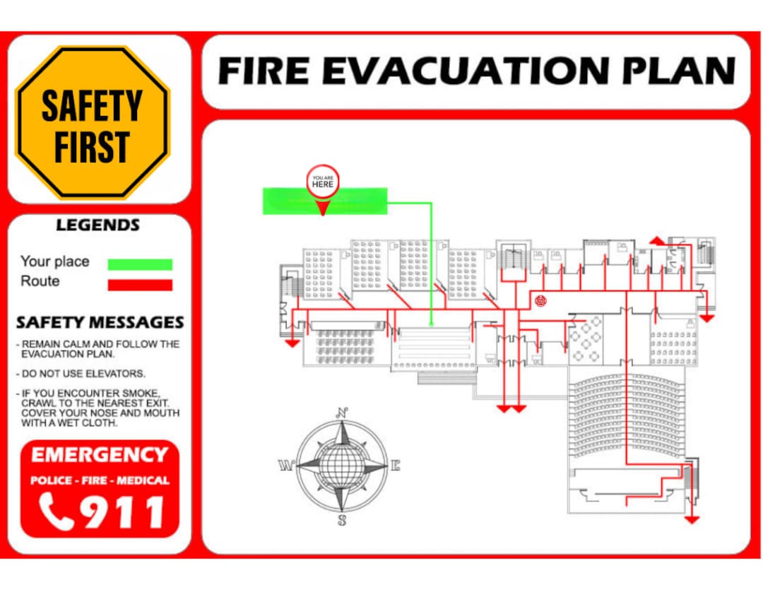 Evacuation Diagram, Fire Escape Plan, Downloadable ,24 H Service Time ...