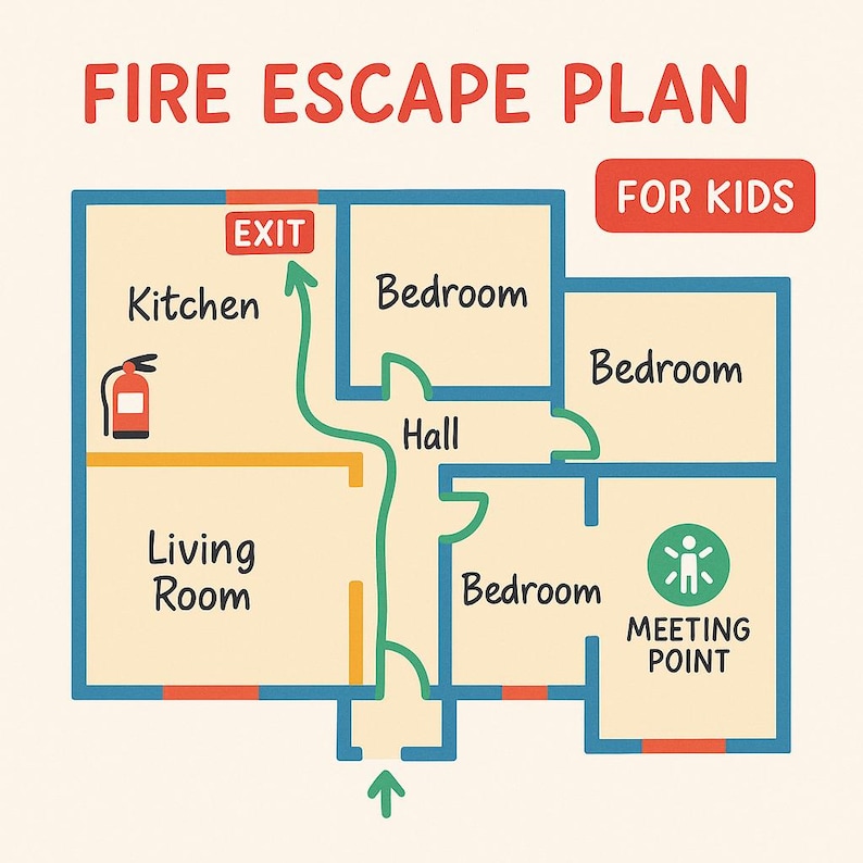 Custom Fire Escape Plan for Kids |personalized Emergency Exit Map for ...