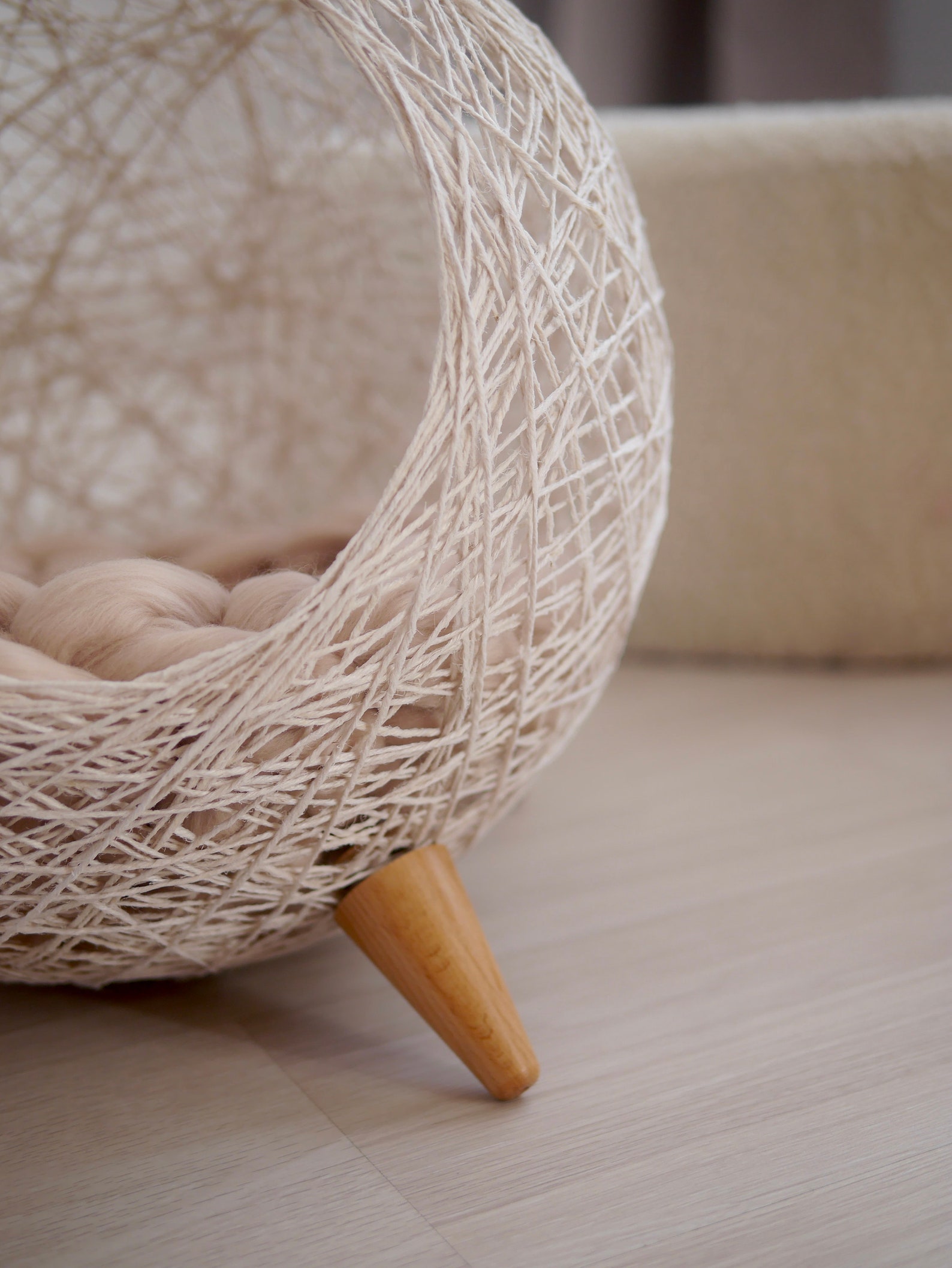 Cat Furniture. Cat Nest. Cat Wicker Bed. Natural Pet Bed. Merino Wool ...