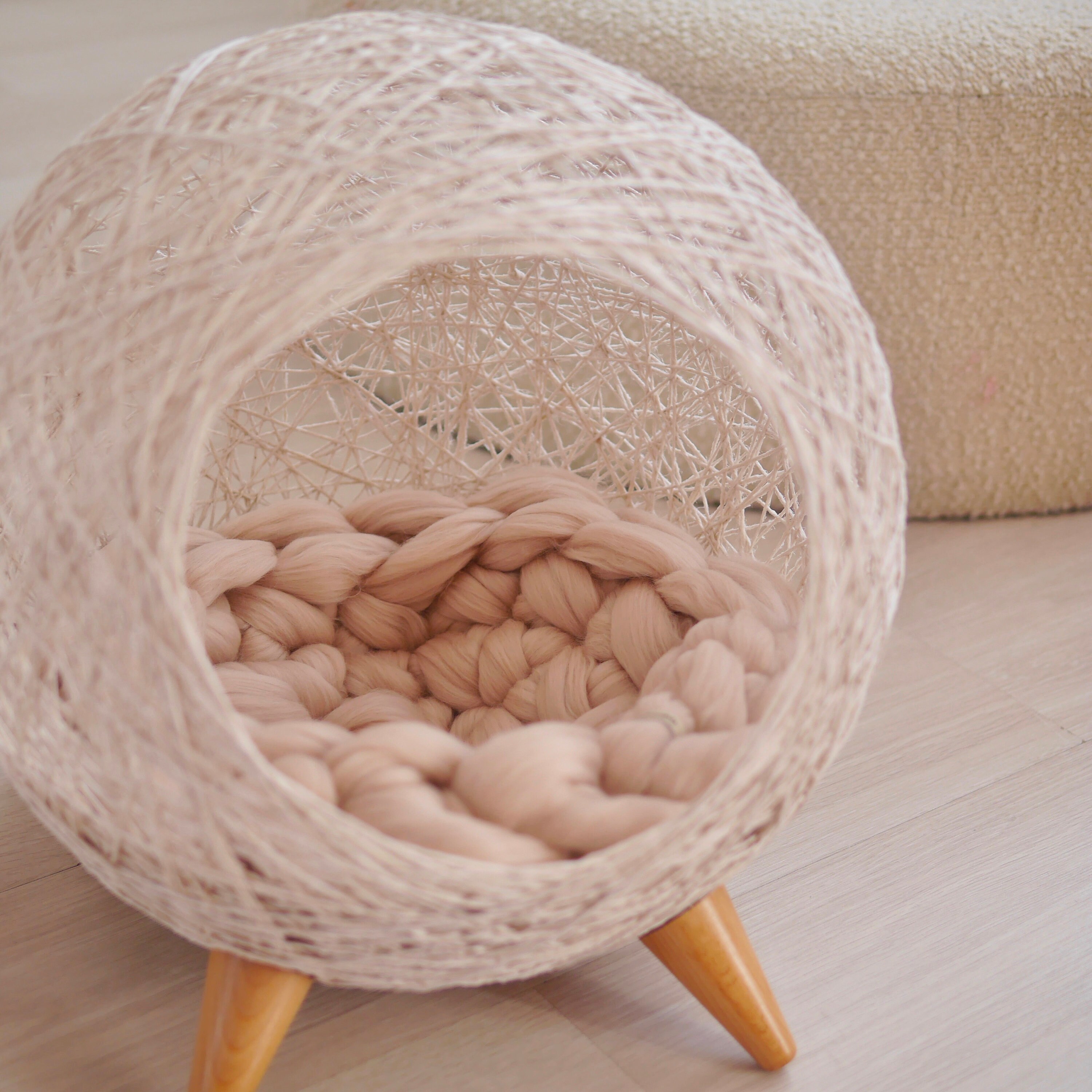 Cat Furniture. Cat Nest. Cat Wicker Bed. Natural Pet Bed. Merino Wool ...