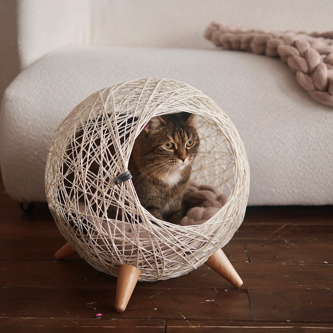 Cat Furniture. Cat Nest. Cat Wicker Bed. Natural Pet Bed. Merino Wool ...