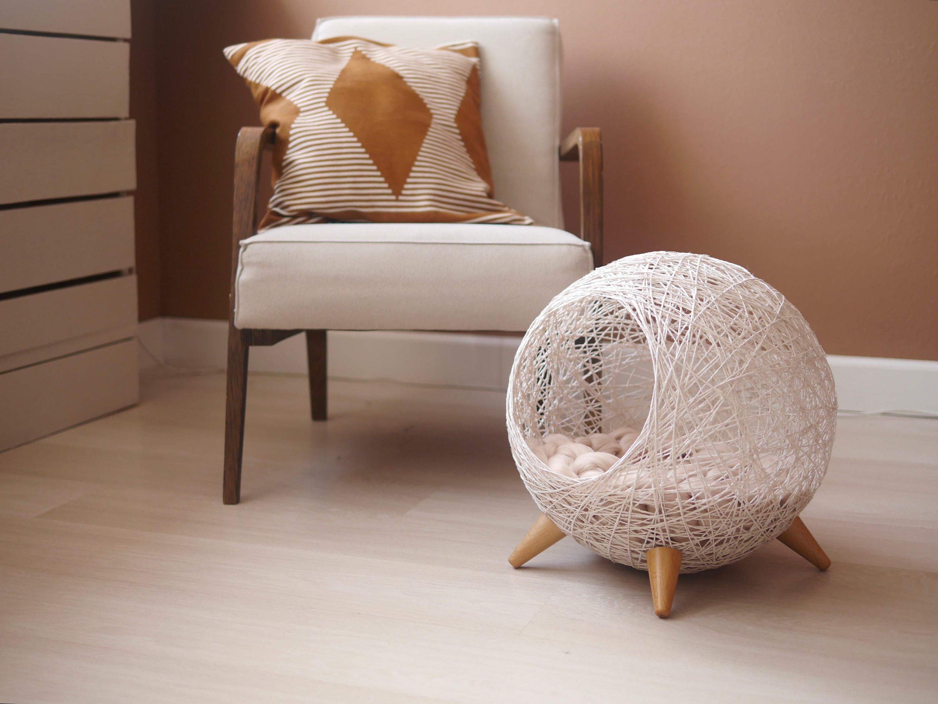 Cat Furniture. Cat Nest. Cat Wicker Bed. Natural Pet Bed. Merino Wool ...