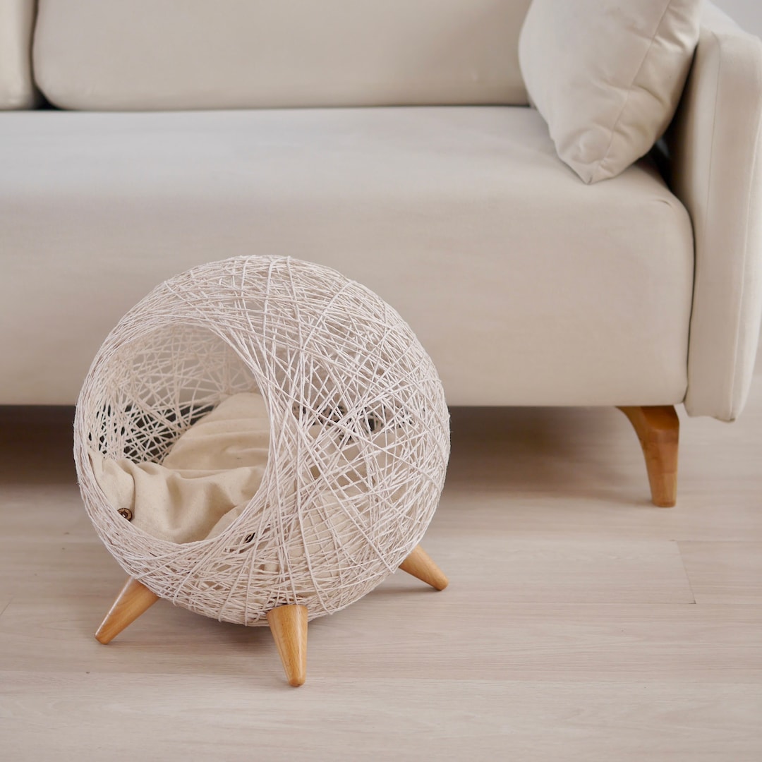 Cat Furniture. Cat Nest. Cat Wicker Bed. Natural Pet Bed. Merino Wool ...