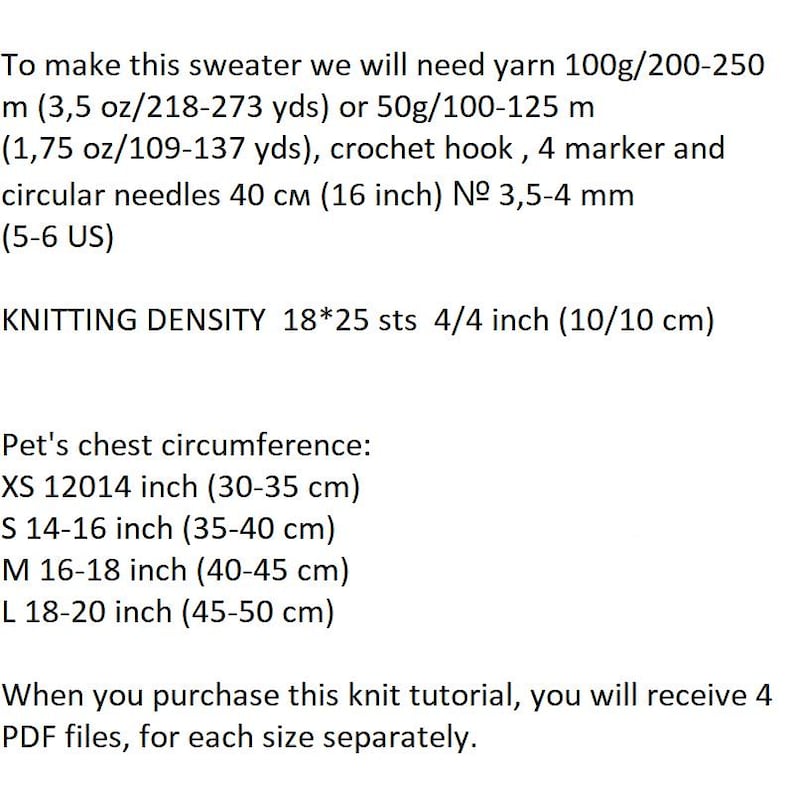 Cat Sweater Knitting Pattern PDF Knitting Guide Sweater for Pets Small Dog Sweater Pattern - Etsy