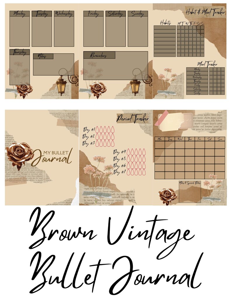 Brown Vintage Bullet Journal - Etsy