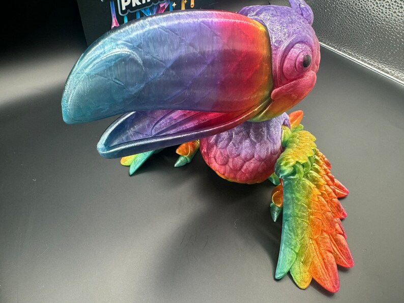 10.5" Toucan Vibrant Rainbow Translucent Flexi 3D Printed Articulating ...