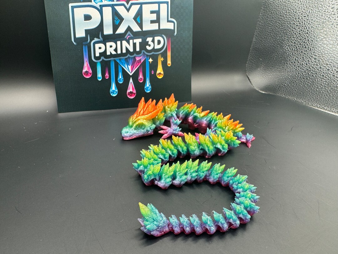 16.5" Rainbow Flexi Dragon - Translucent Flexi Printed Articulating ...