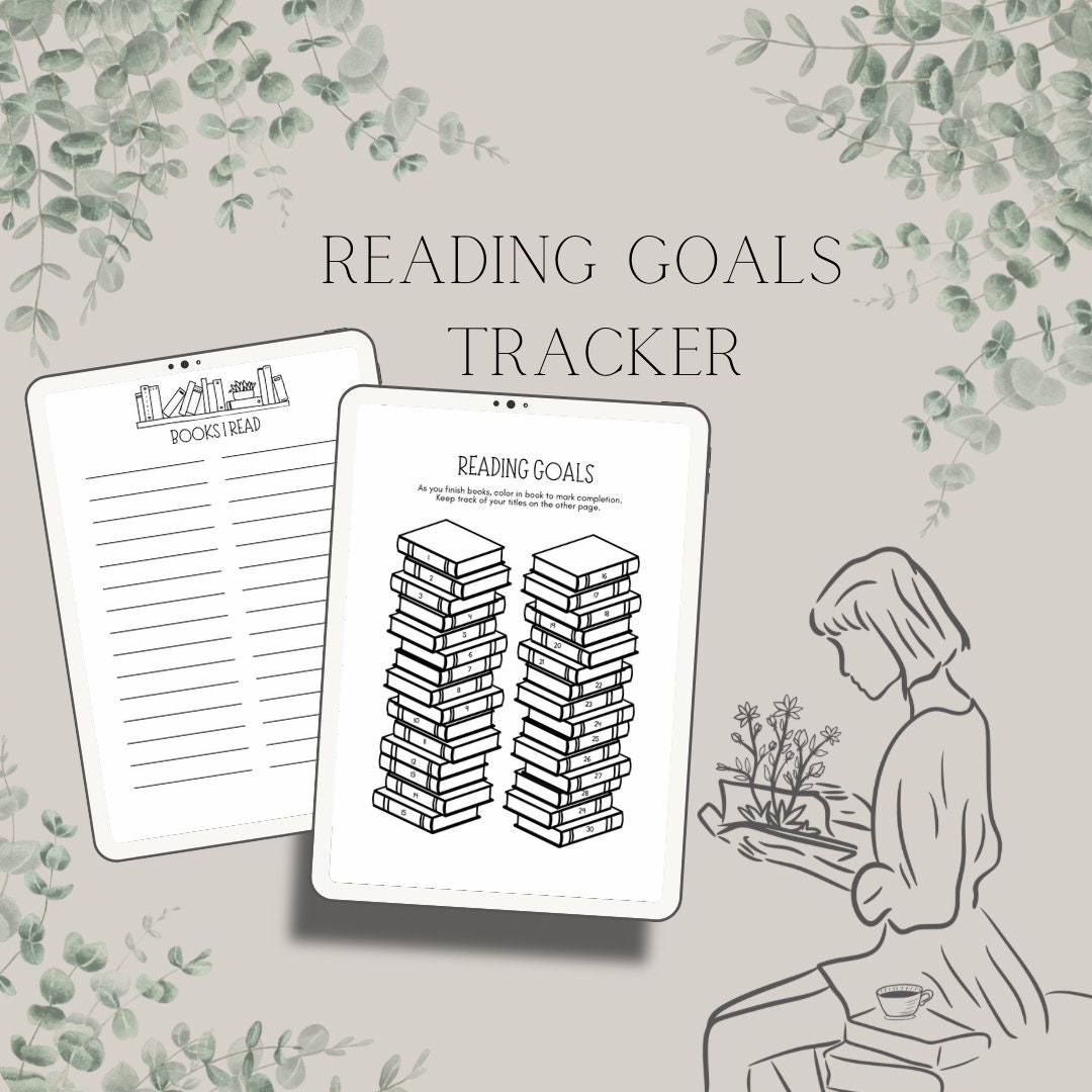 Reading Goal Tracker Digital, Digital Reading Log, Printable Reading ...