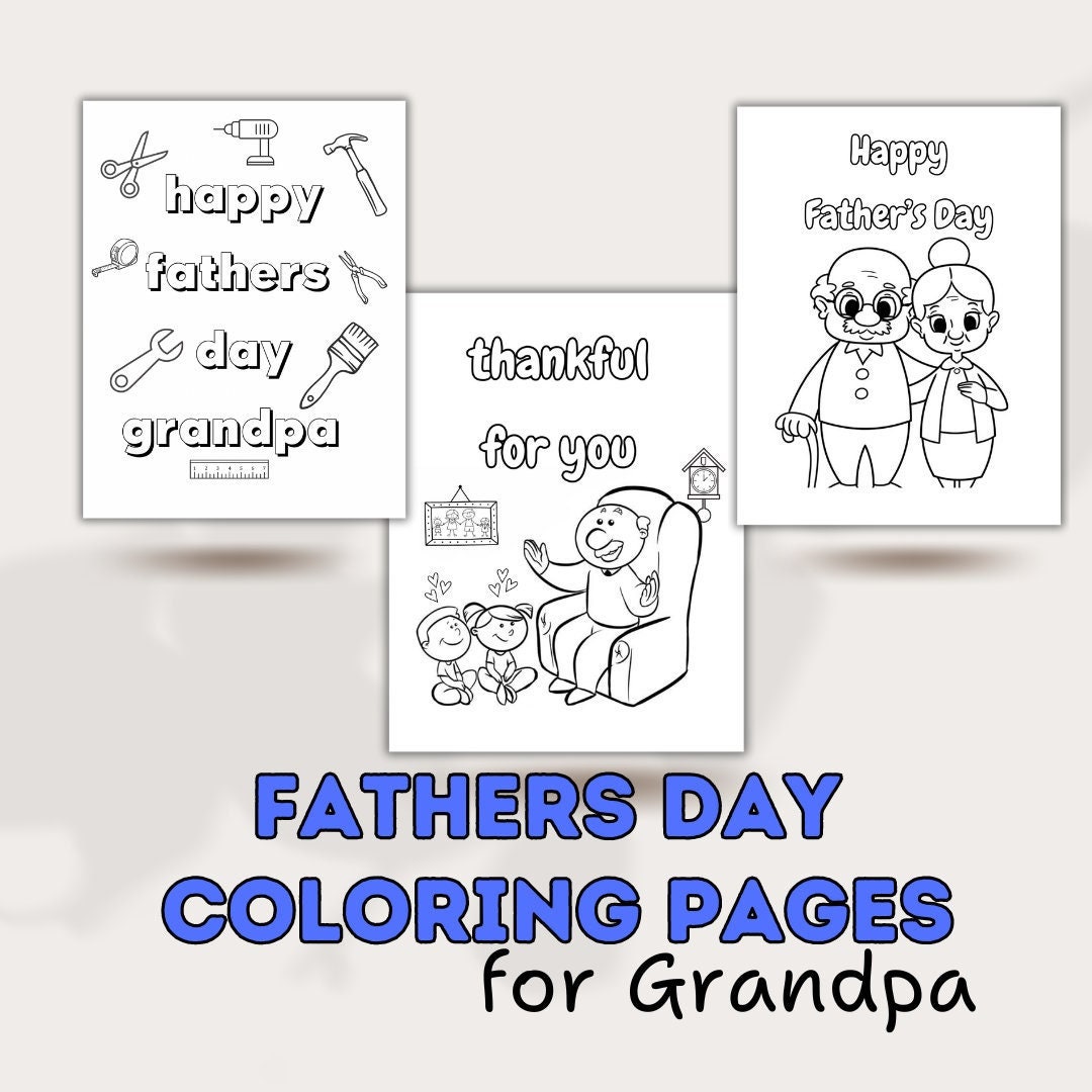 Printable Fathers Day Coloring Pages for Grandpa Bundle, Fathers Day ...