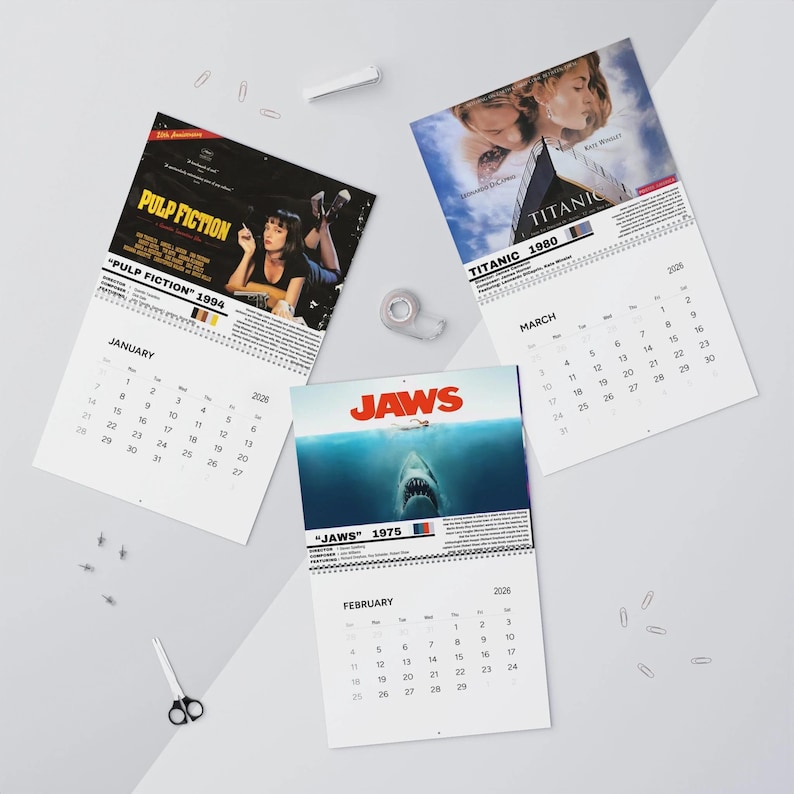 Custom Movie Calendar 2026 Gift for Him for Her Film Lover Personalised ...